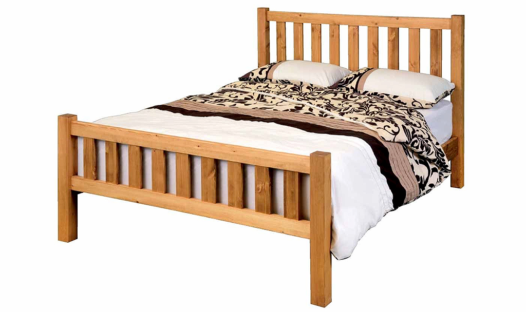 shaker solid pine solid oak slatted bed handmade in the UK.